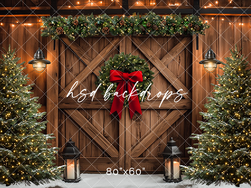 Farmhouse Christmas Barn Doors Photoshoot Backdrop Scene Setter – HSD Photography Backdrops
