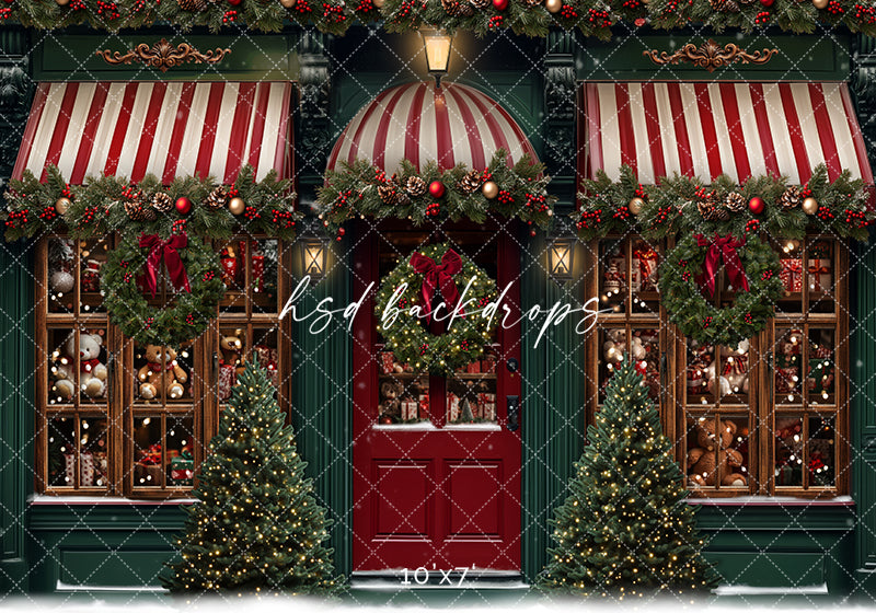 Classic Christmas Storefront Photo Backdrop