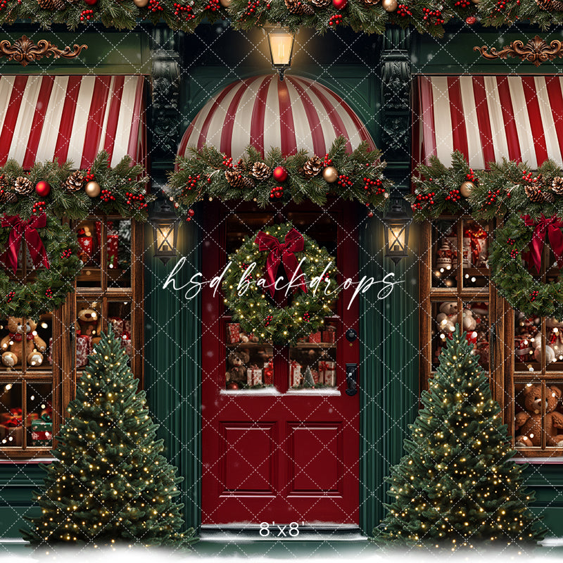 Classic Christmas Storefront Photo Backdrop