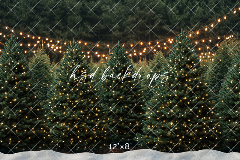 Rustic Christmas Tree Farm Photo Backdrop and Scene Setter