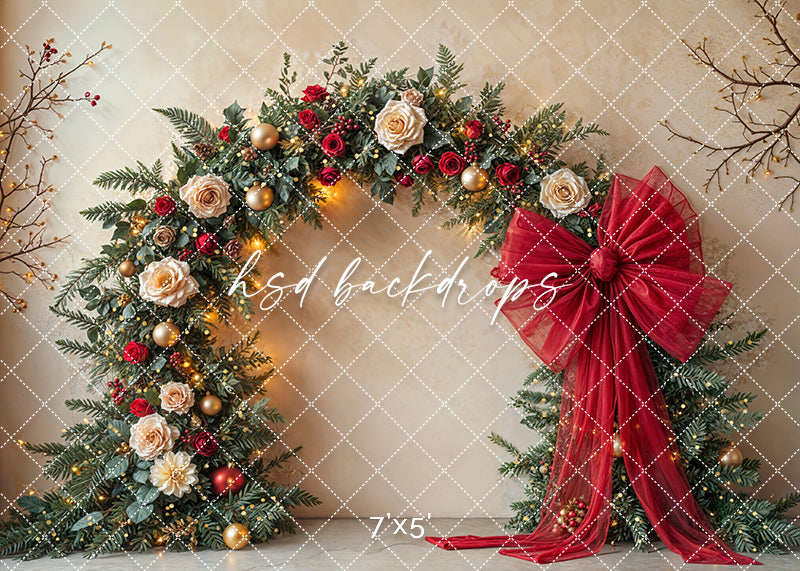 Elegant Red Bow Arch Wall Christmas Photography Backdrop – HSD ...