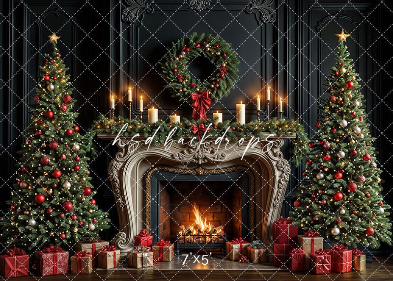 Candlelight Christmas Fireplace Studio Photography Backdrop – HSD ...