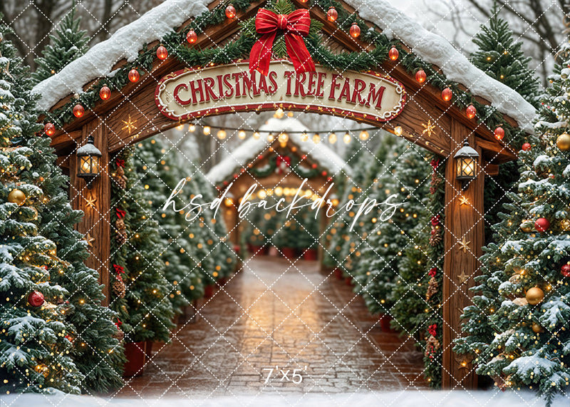 Frosted Fir Tree Farm Christmas Backdrop for Photography – HSD ...