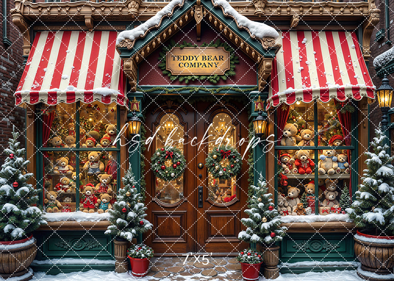 Christmas Teddy Bear Boutique storefront photo backdrop – HSD ...