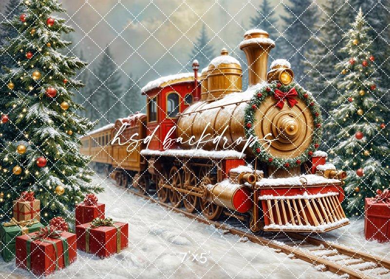Photography Backdrop of a Christmas Train – HSD Photography Backdrops
