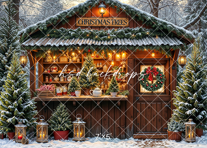 Christmas Photography Backdrop of a Tree Farm Shack – HSD Photography ...