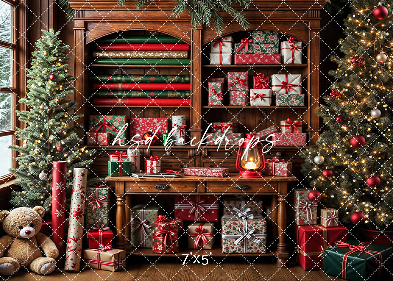 Santa’s Present Wrapping Workshop Christmas Backdrop for Holiday Photos ...