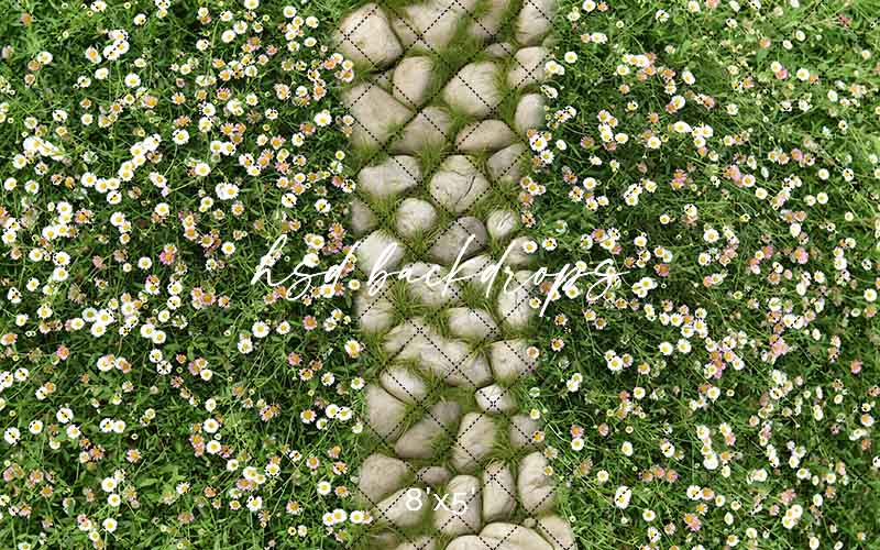 Mossy Stone Pathway Photography Rubber Backed Floor Mat