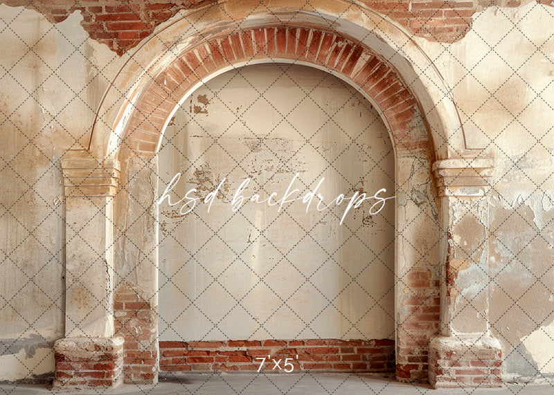 Maternity of Boudoir Photoshoot Backdrop | Brick & Stucco Arch Wall