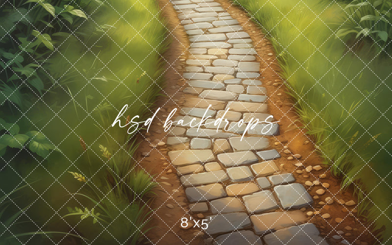 Follow My Path cobblestone photography backdrop floor