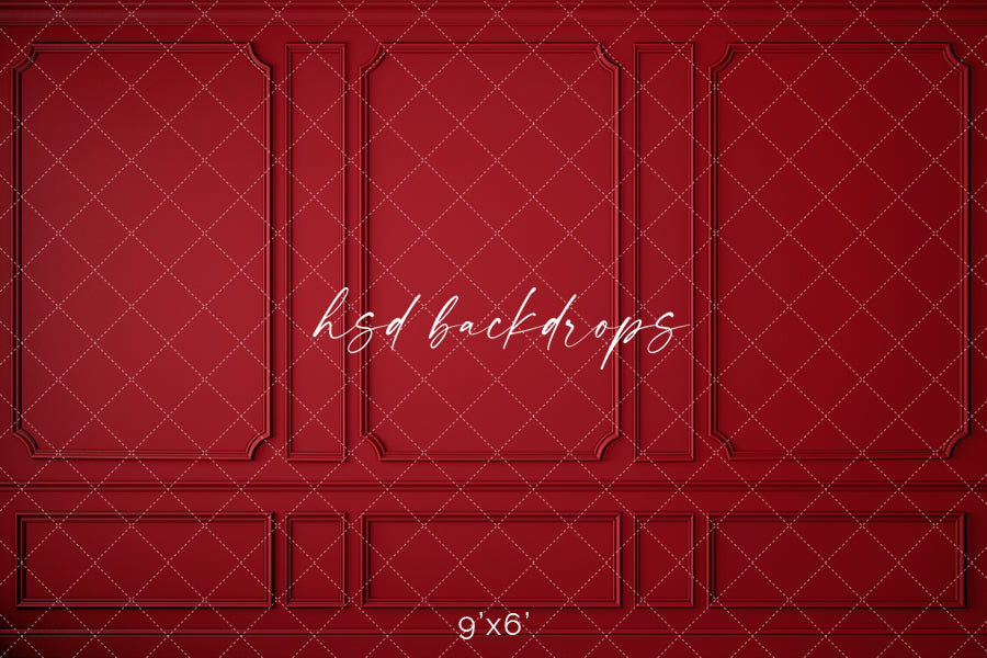 Maternity or Boudoir Backdrop | Elegant Red Wainscot Wall Backdrop