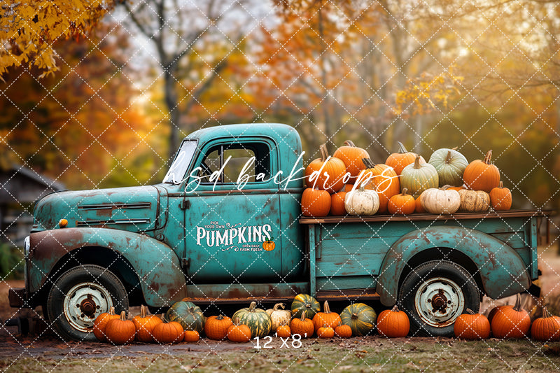 Vintage Fall Truck Scene Setter Photo Backdrop