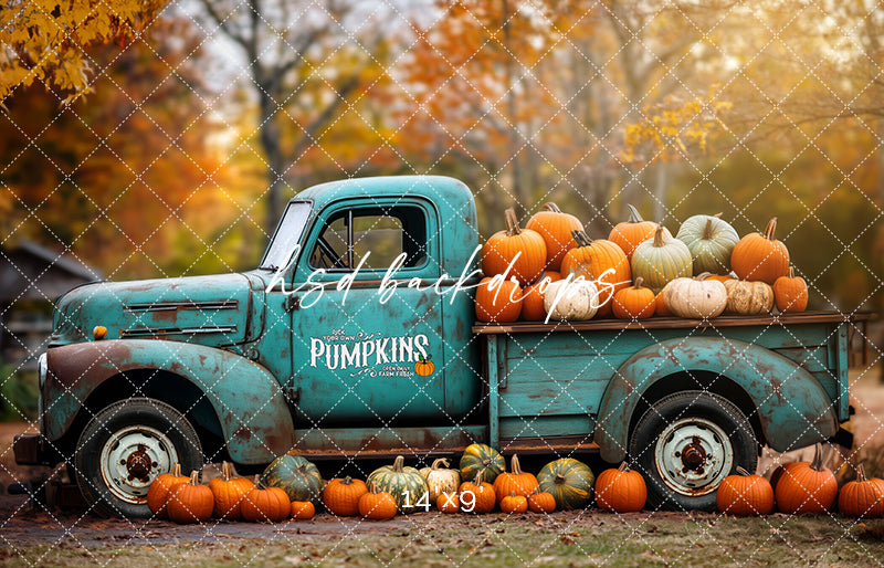 Vintage Fall Truck Scene Setter Photo Backdrop