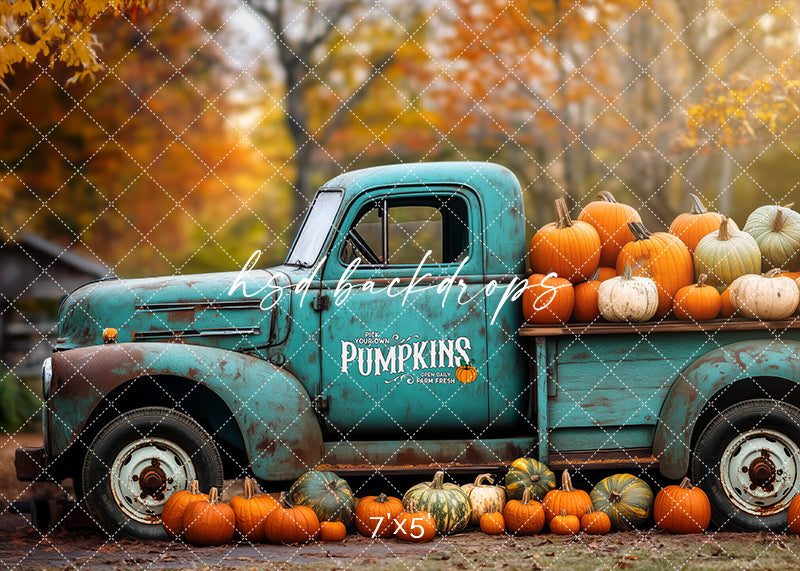 Vintage Fall Truck Scene Setter Photo Backdrop