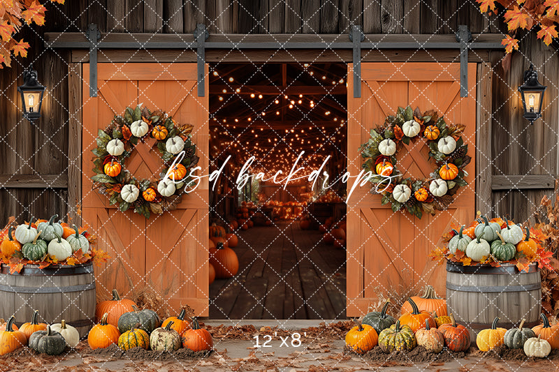 Fall Barn Doors Scene Setter Photo Backdrop