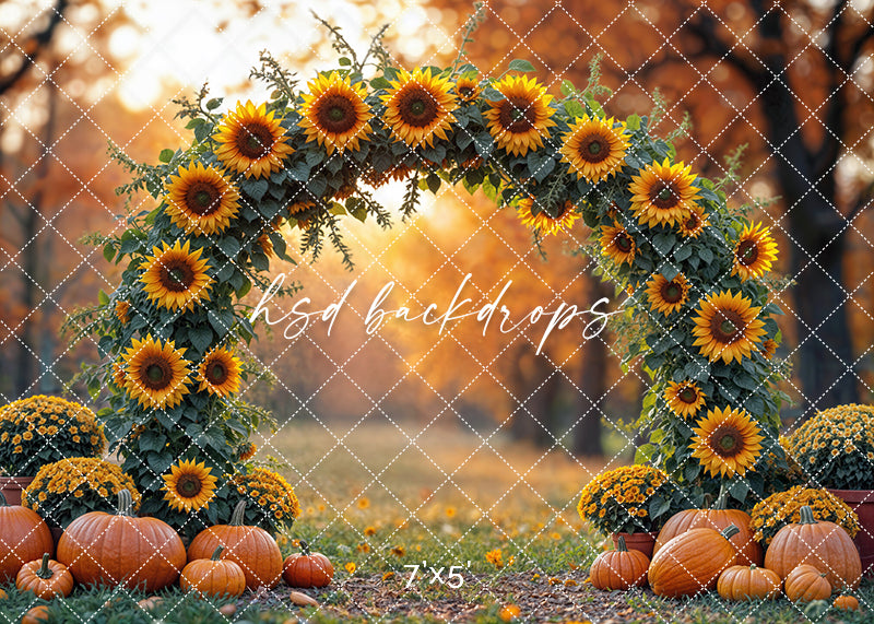 Autumn Sunflower Arch Fall Pumpkins Photography Backdrop – HSD ...