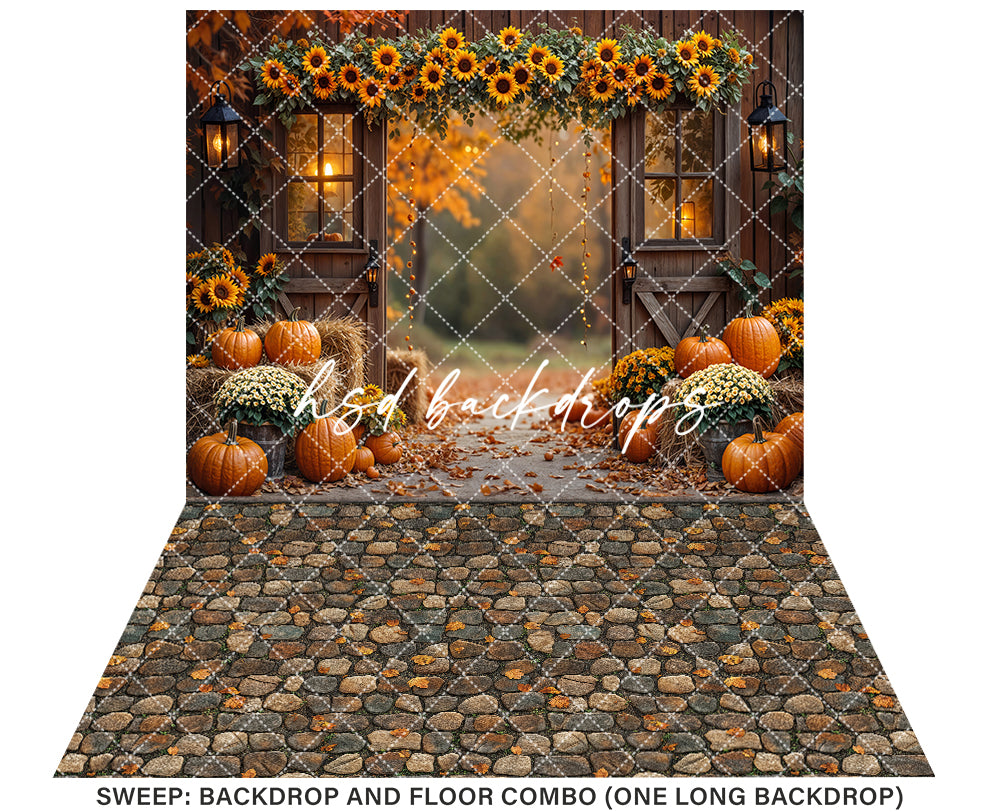 Romantic Fall Gate with Pumpkins and Sunflowers Photo Backdrop – HSD ...