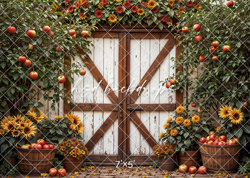 Rustic Apple Orchard Barn with Sunflowers Fall Photo Backdrop – HSD ...