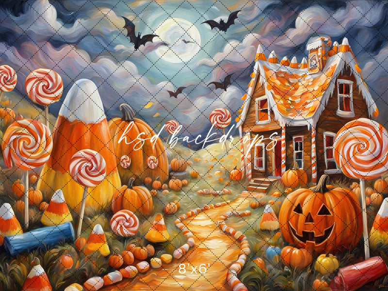 Candy Corn Cottage Halloween Candy Photography Backdrop – HSD ...