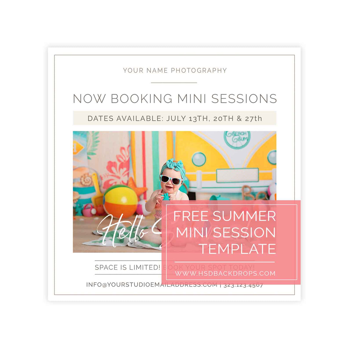 Free summer mini session templates for photography | photoshop