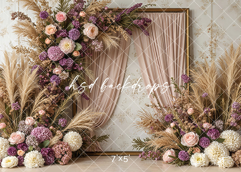 Pretty Purple Floral Frame Maternity Backdrop for Photos – HSD ...