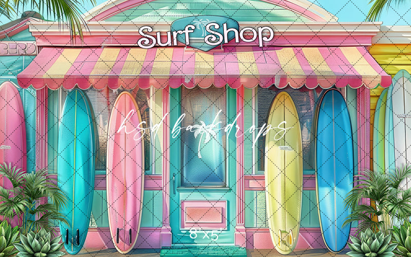 Barbie Syrf Shop Malibu Beach summer photo backdrop
