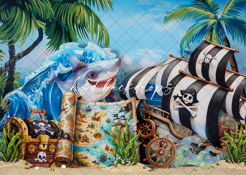 Pirate Ship Photography Backdrop for Pirate Theme Birthday Photos