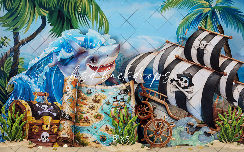Pirate Ship Photography Backdrop for Pirate Theme Birthday Photos