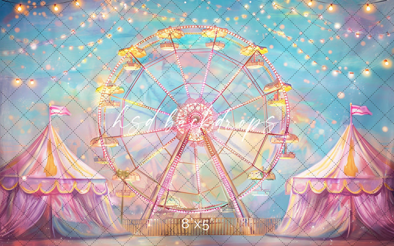Pastel Circus Photo Backdrop for Birthday Cake Smash and Summer Photos