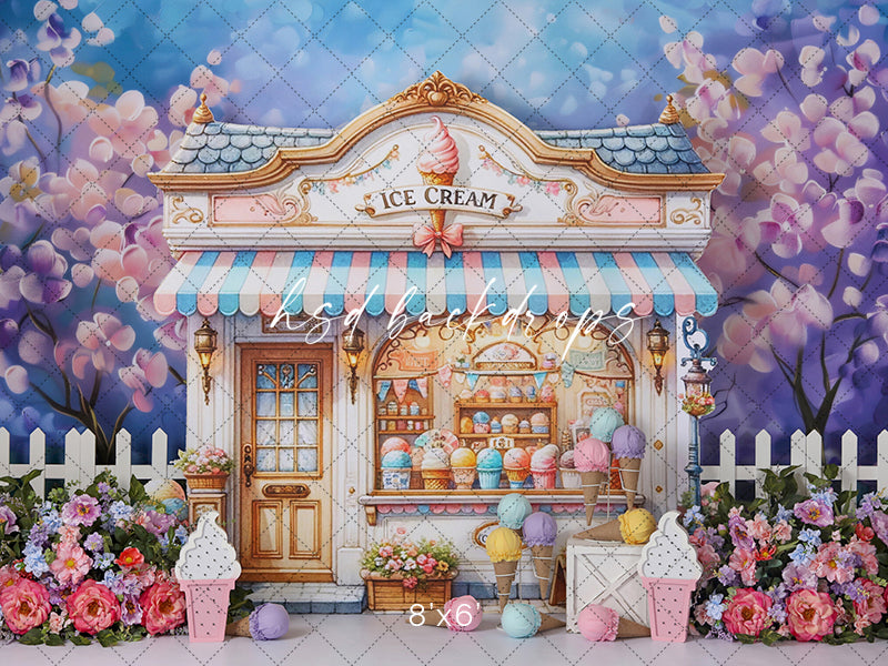 Ice Cream Parlor Photo Backdrop for Birthday Cake Smash Photoshoot