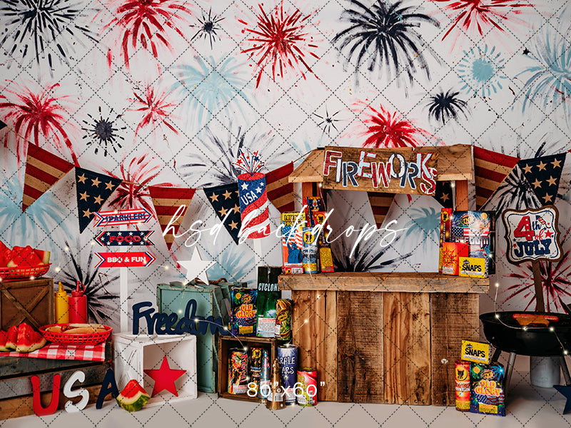 4th of July Firework Stand Birthday Cake Smash Photo Backdrop – HSD ...