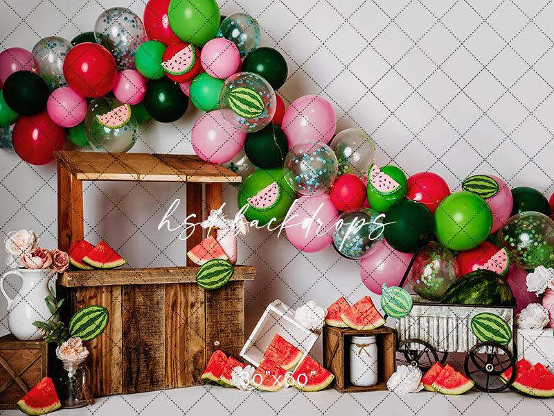 One in a Melon Watermelon Birthday backdrop for Cake Smash Photoshoot ...