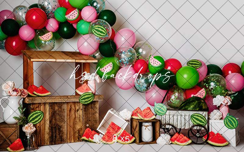 One in a Melon Watermelon Birthday backdrop for Cake Smash Photoshoot