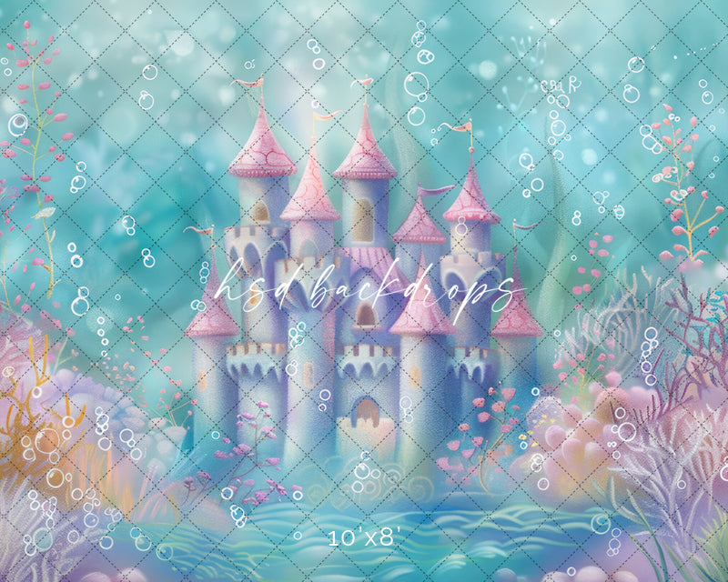 Mermaid Under the Sea Castle Photo Backdrop for Summer Photoshoot