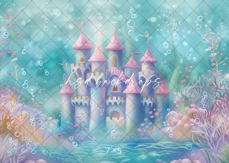 Mermaid Under the Sea Castle Photo Backdrop for Summer Photoshoot