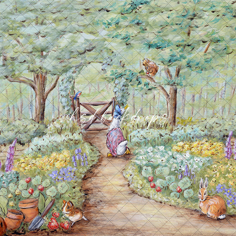 Peter's Garden Photo Backdrop. Rabbit Photography Background.