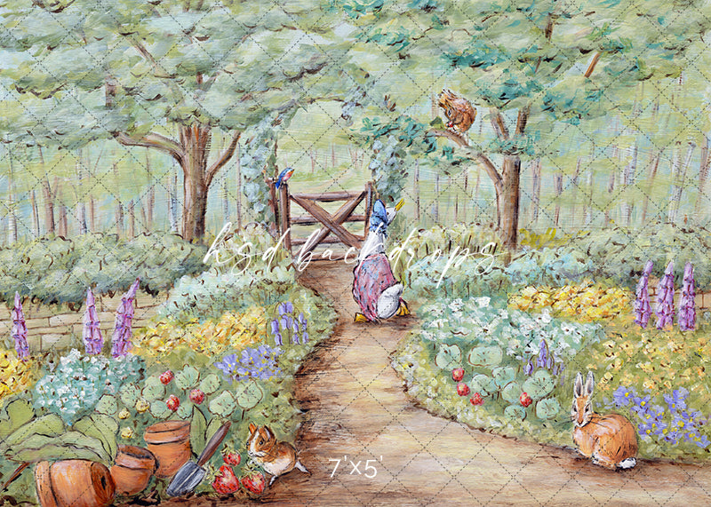 Peter's Garden Photo Backdrop. Rabbit Photography Background.