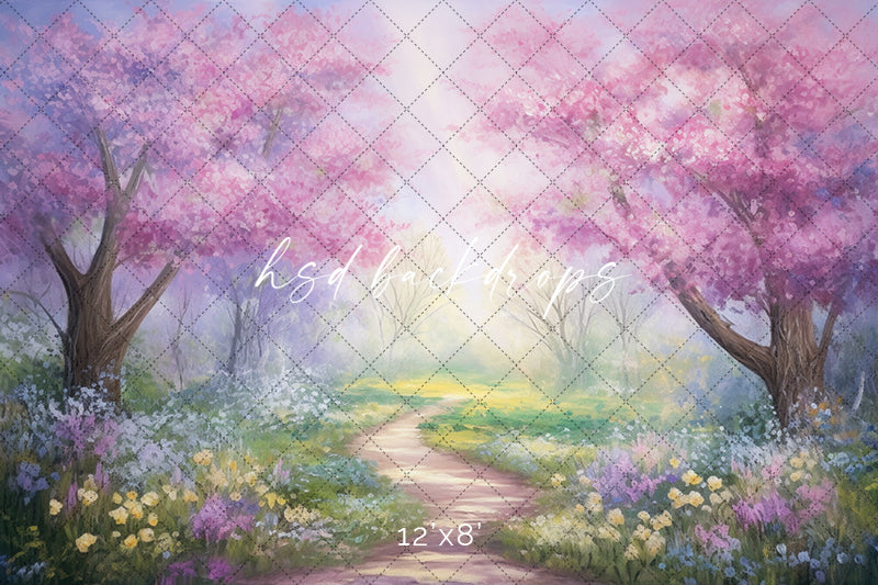 Spring Theme Backdrop for Photography | Spring Blossoms Pathway