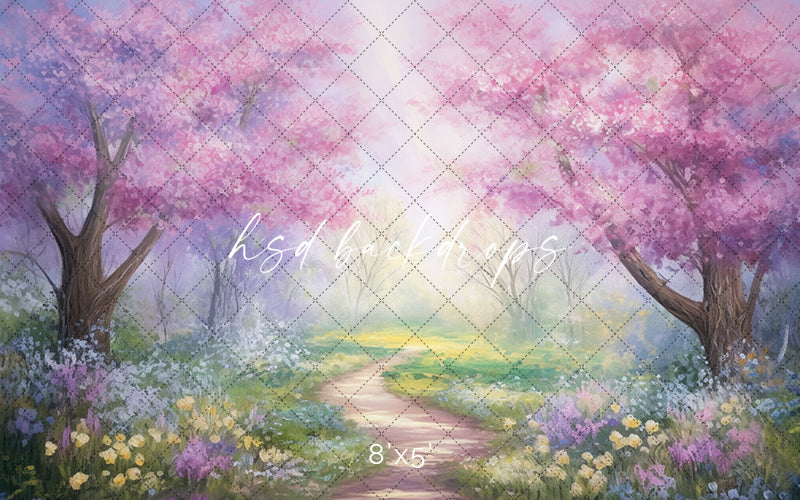 Spring Theme Backdrop for Photography | Spring Blossoms Pathway