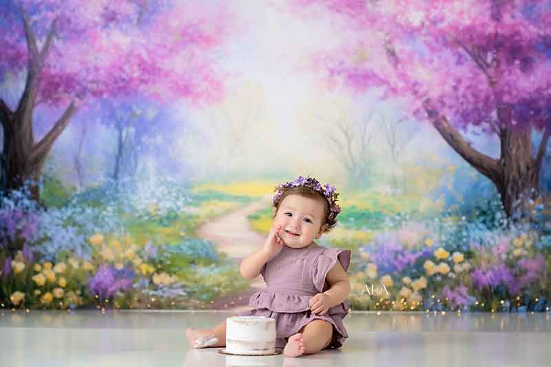 Spring Theme Backdrop for Photography | Spring Blossoms Pathway