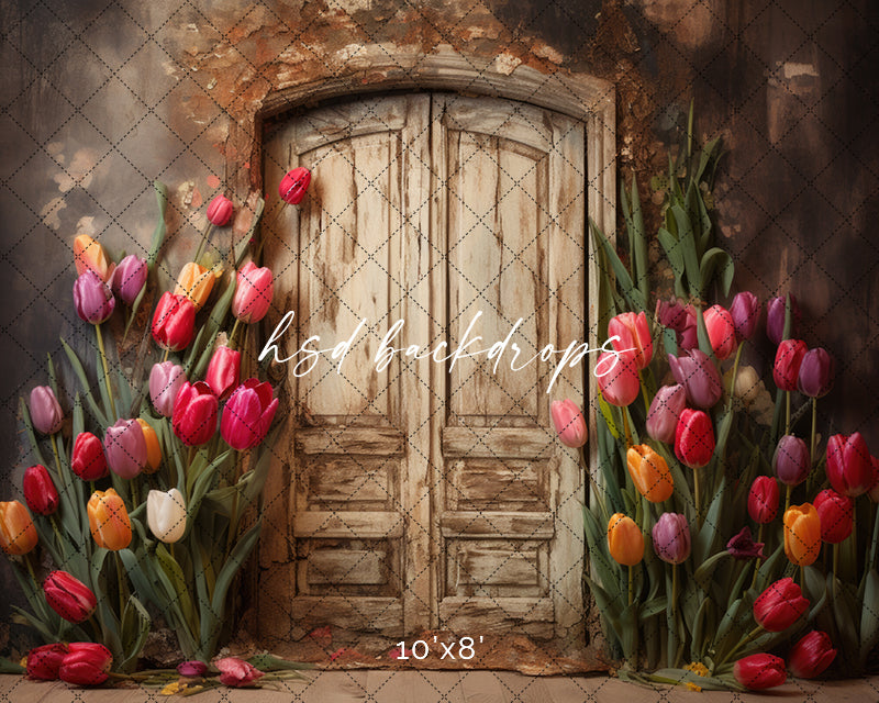 Easter Theme Backdrop for Photography | Rustic Spring Door