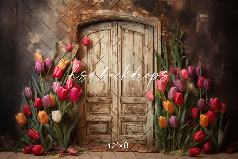 Easter Theme Backdrop for Photography | Rustic Spring Door