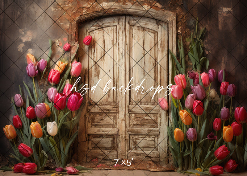 Easter Theme Backdrop for Photography | Rustic Spring Door