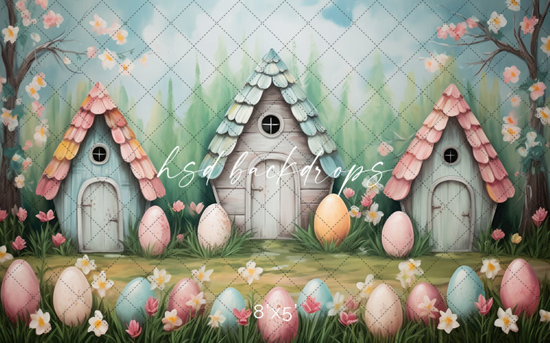 Easter Theme Backdrop for Photography | Easter Cottages