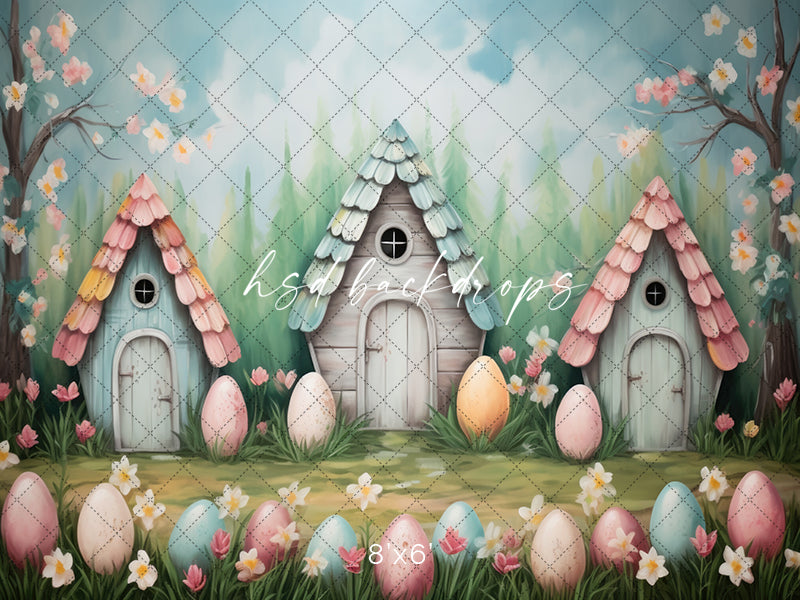 Easter Theme Backdrop for Photography | Easter Cottages