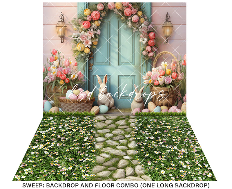 Easter Spring Themed Photo Backdrop | Pastel Easter Door