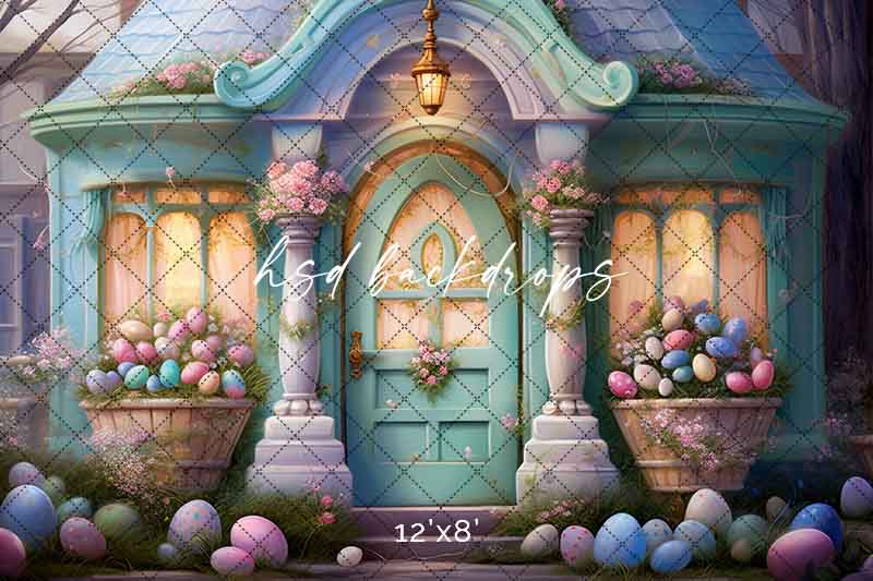 Easter Spring Themed Photo Backdrop | Pastel Easter House
