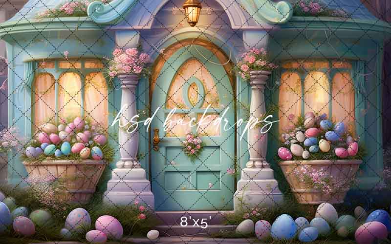 Easter Spring Themed Photo Backdrop | Pastel Easter House