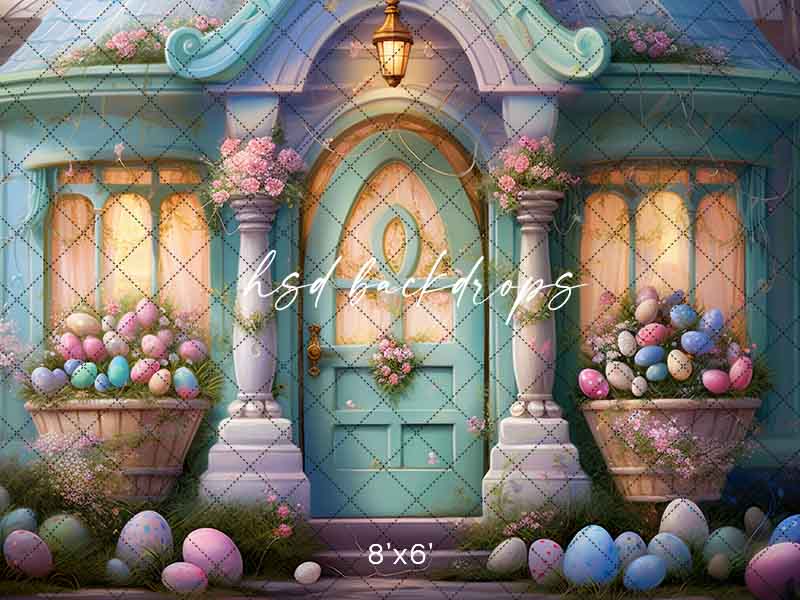 Easter Spring Themed Photo Backdrop | Pastel Easter House