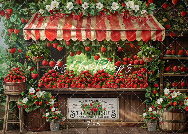 Spring Summer Backdrop for Pictures | Pick Your Own Strawberries